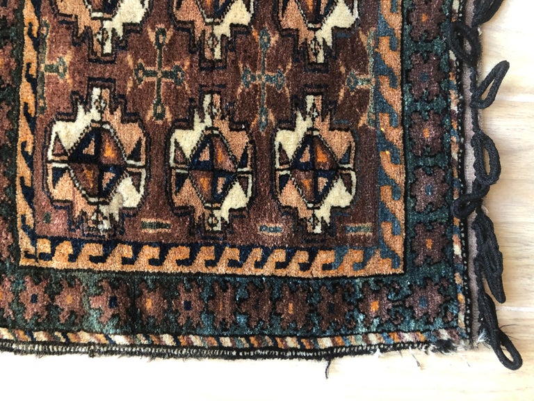 Pair of Small Fine Wool Persian Tribal Backface Rug For Sale at 1stDibs