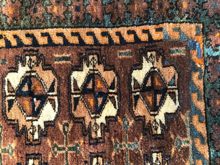 Pair of Small Fine Wool Persian Tribal Backface Rug For Sale at 1stDibs