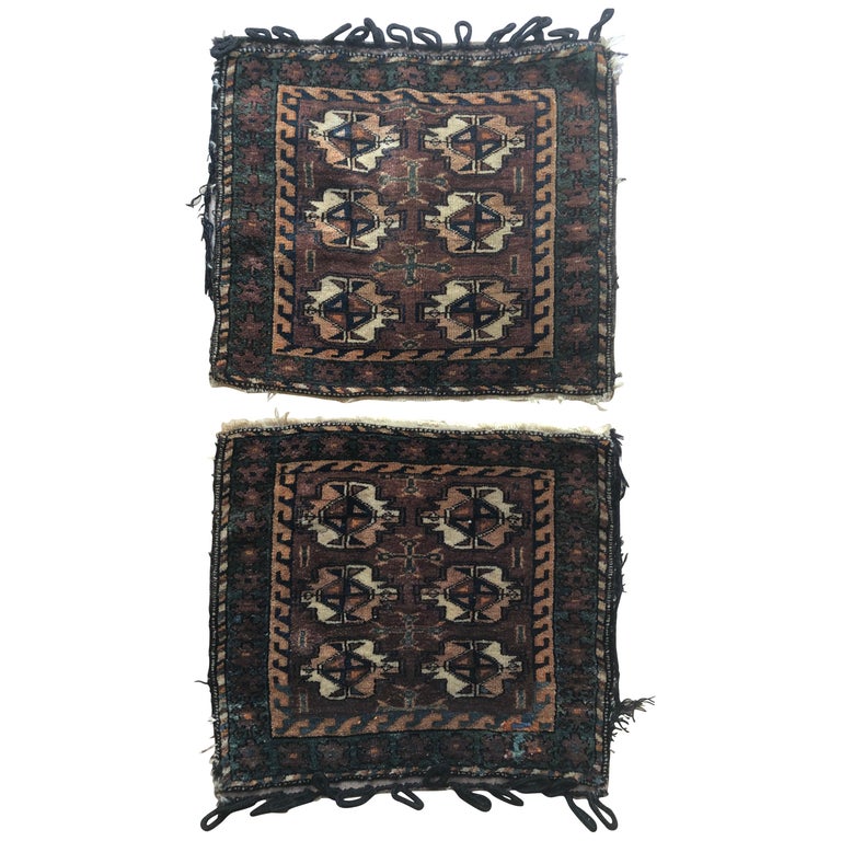 Pair of Small Fine Wool Persian Tribal Backface Rug For Sale at 1stDibs