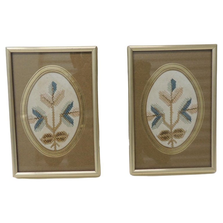 Pair of Small Framed Vintage Turkish Embroidered Textiles For Sale at ...