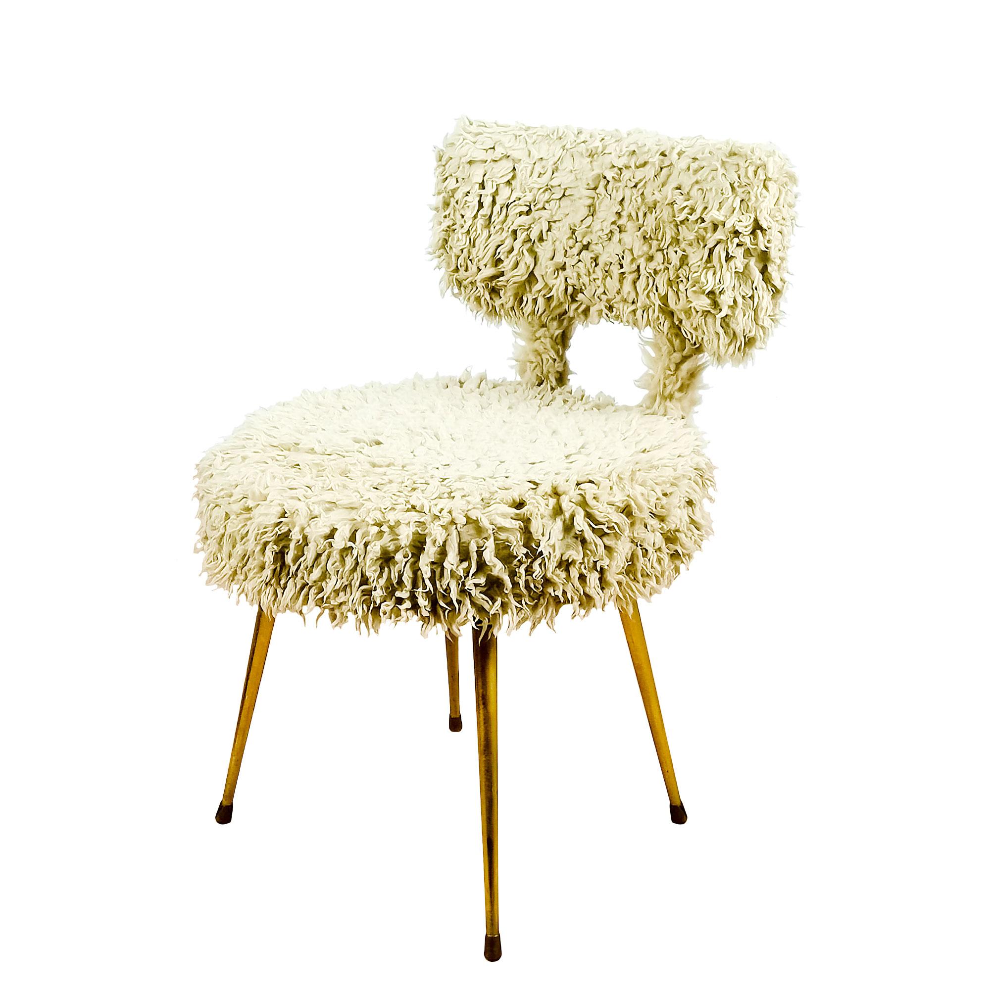 Pair of Small Mid-Century Modern Furry Chairs - France 1960 at 1stDibs ...
