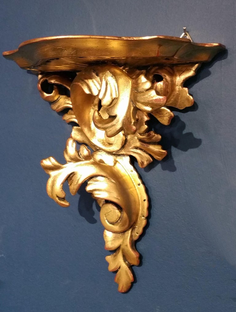 Pair of Small Giltwood Scroll Shaped Shelves at 1stDibs