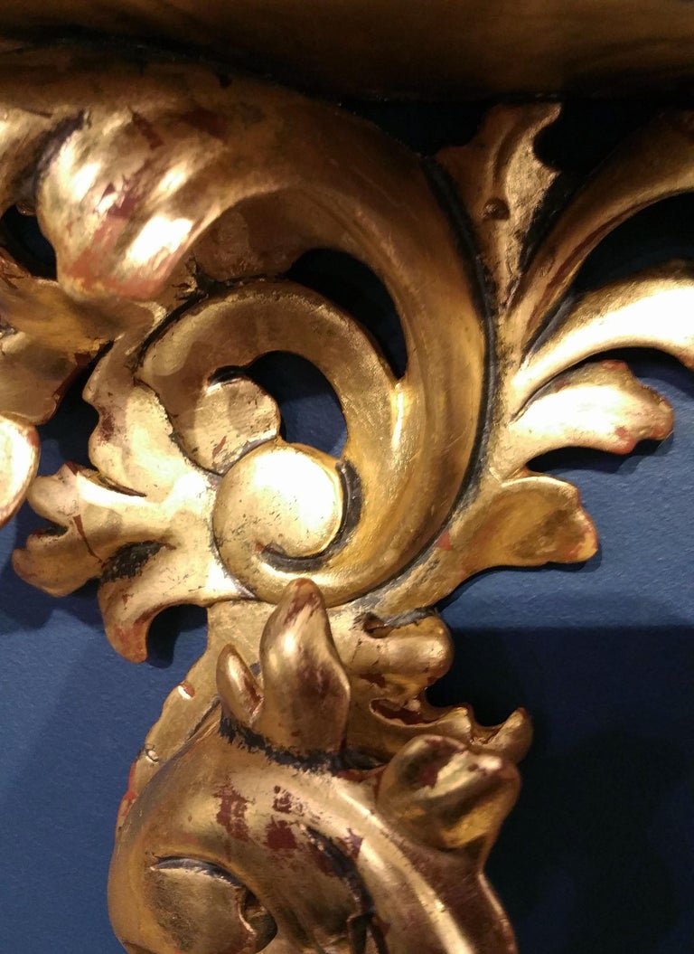 Pair of Small Giltwood Scroll Shaped Shelves at 1stDibs
