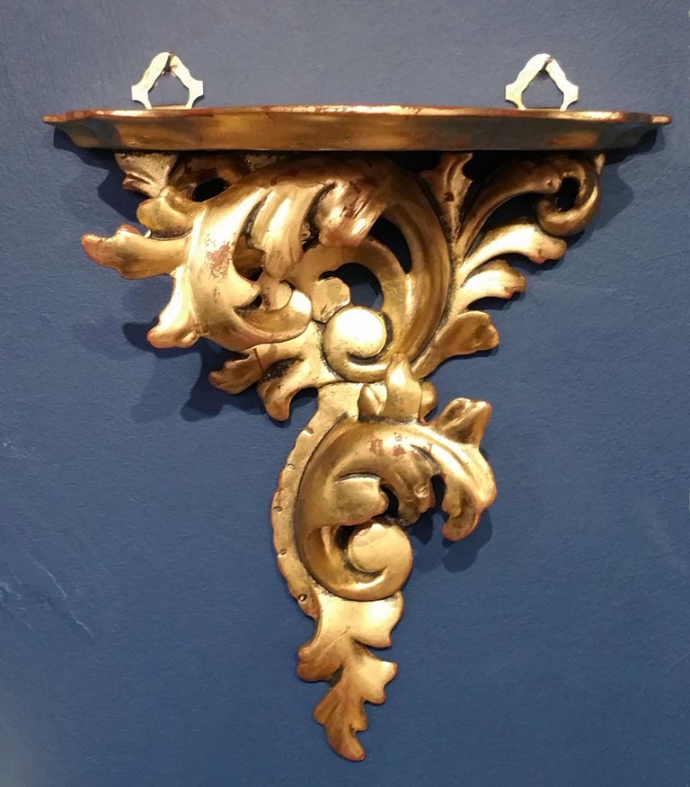 Pair of Small Giltwood Scroll Shaped Shelves at 1stDibs