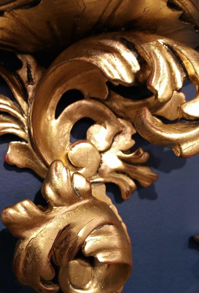 Pair of Small Giltwood Scroll Shaped Shelves at 1stDibs