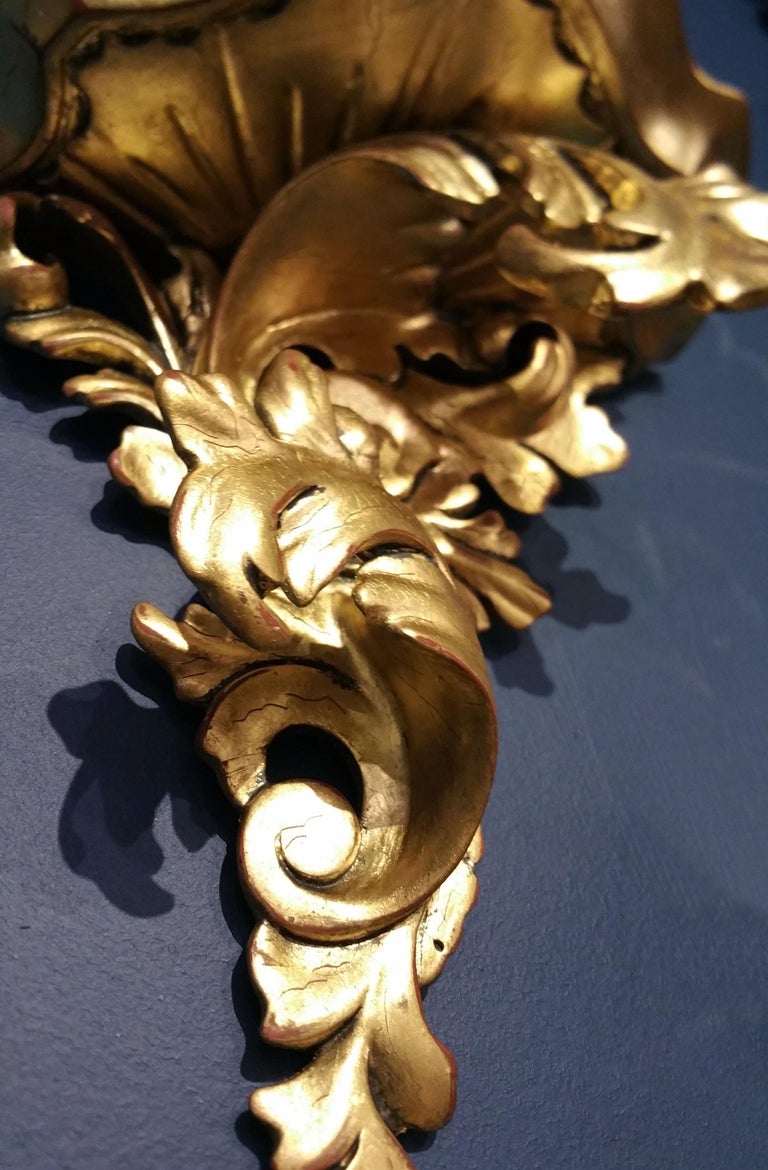 Pair of Small Giltwood Scroll Shaped Shelves at 1stDibs