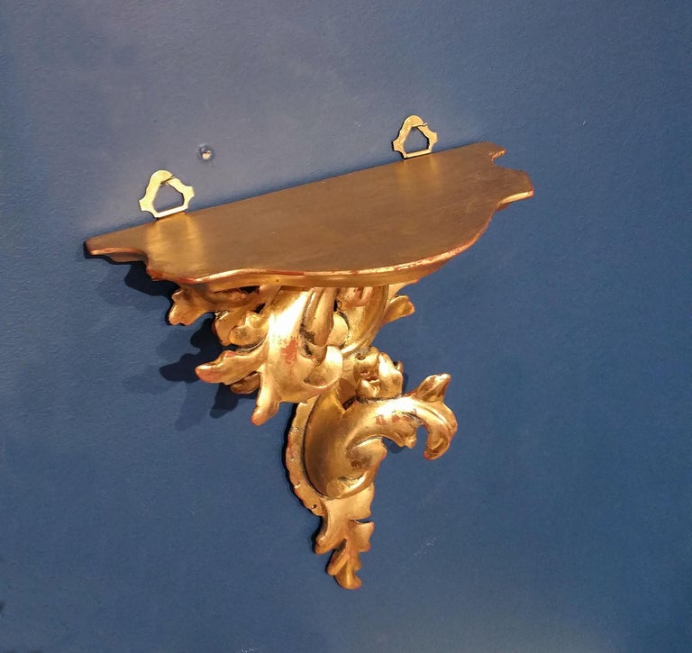 Pair of Small Giltwood Scroll Shaped Shelves at 1stDibs