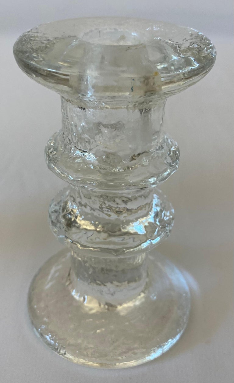 Pair of Small Kosta Boda Clear Glass Candleholders For Sale at 1stDibs