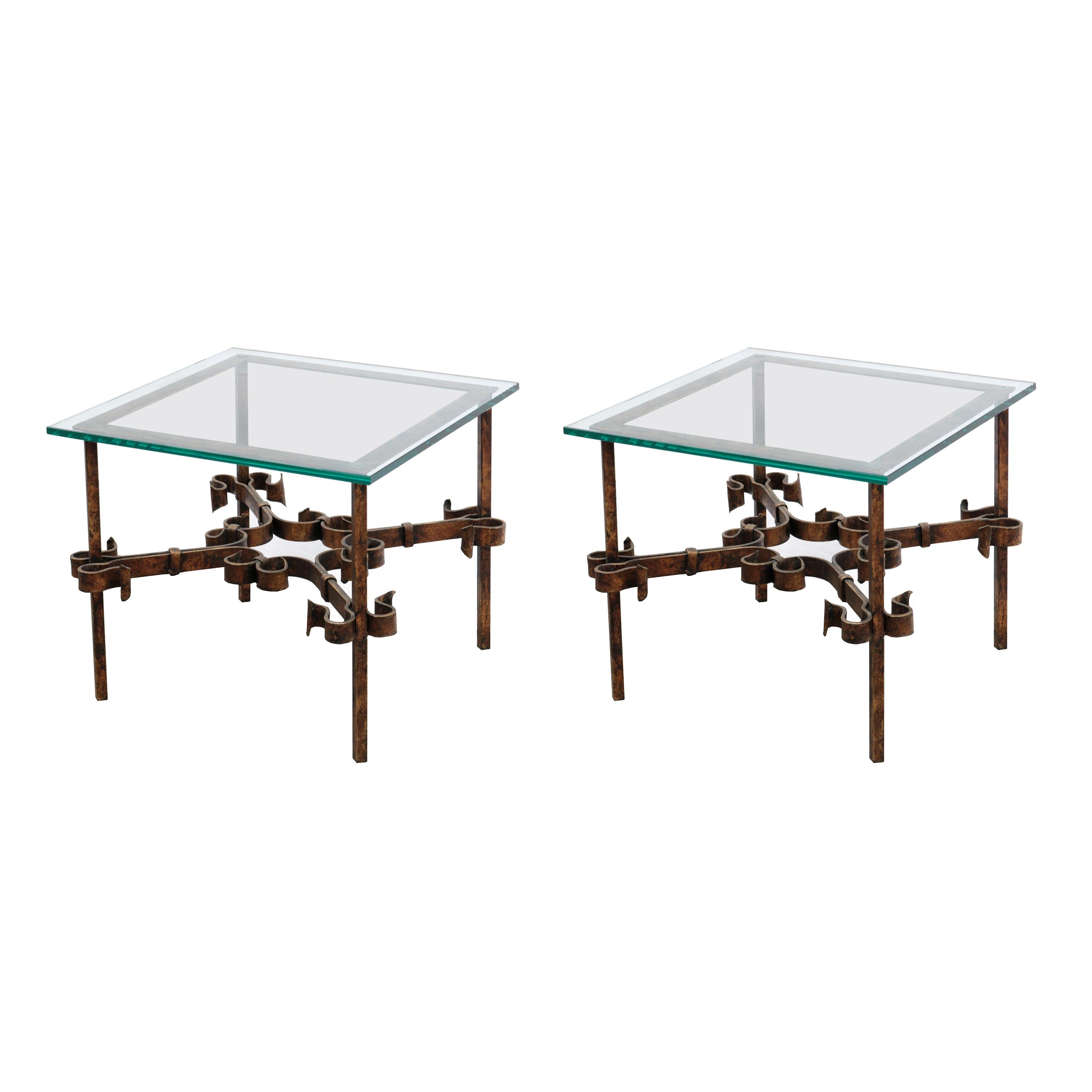 Pair of Modernist Brass Side Tables For Sale at 1stDibs