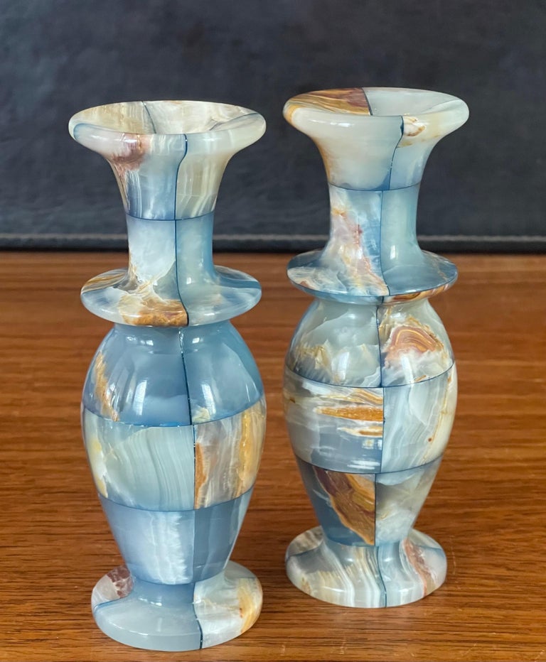 Pair of Small Post-Modern Patchwork Italian Marble Vases For Sale at ...