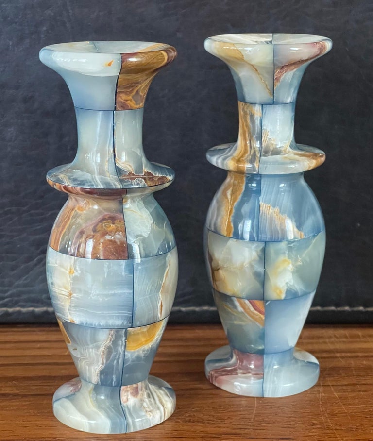 Pair of Small Post-Modern Patchwork Italian Marble Vases For Sale at ...