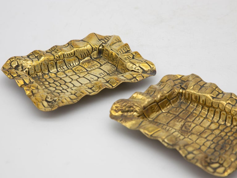 Pair of Small Pressed Metal Alligator Small Trays, Late 20th Century at ...