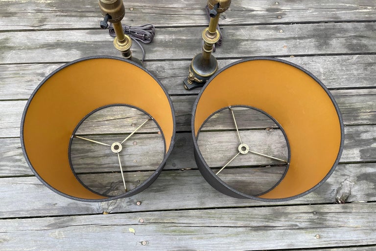 Pair of Small Scale Bronze Table Lamps, Late 19th Century, French For ...