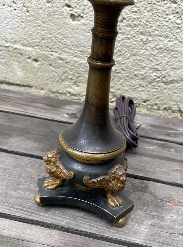 Pair of Small Scale Bronze Table Lamps, Late 19th Century, French For ...