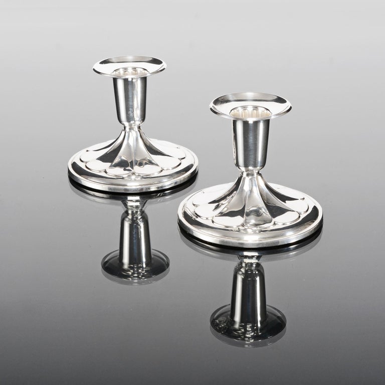 Pair of Small Swedish Silver Candlesticks For Sale at 1stDibs