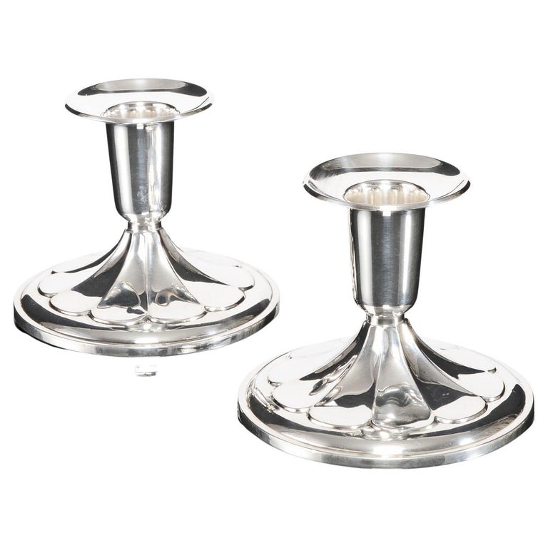 Pair of Small Swedish Silver Candlesticks For Sale at 1stDibs