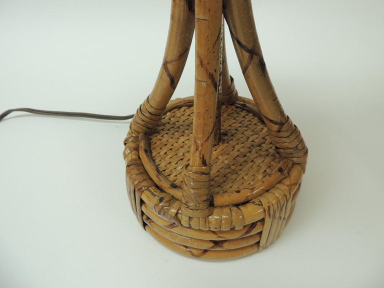 Pair of Small Vintage Bamboo and Rattan Table Lamps at 1stDibs