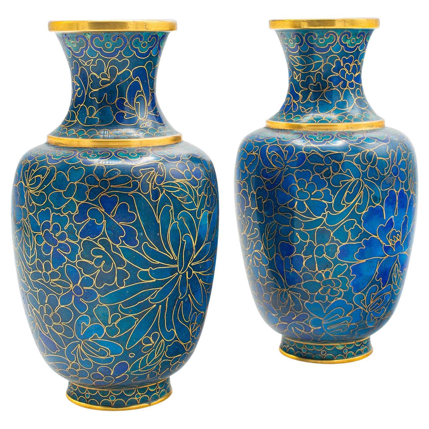 Pair Of Small Vintage Posy Vases, Japanese, Cloisonne, Baluster, Art ...