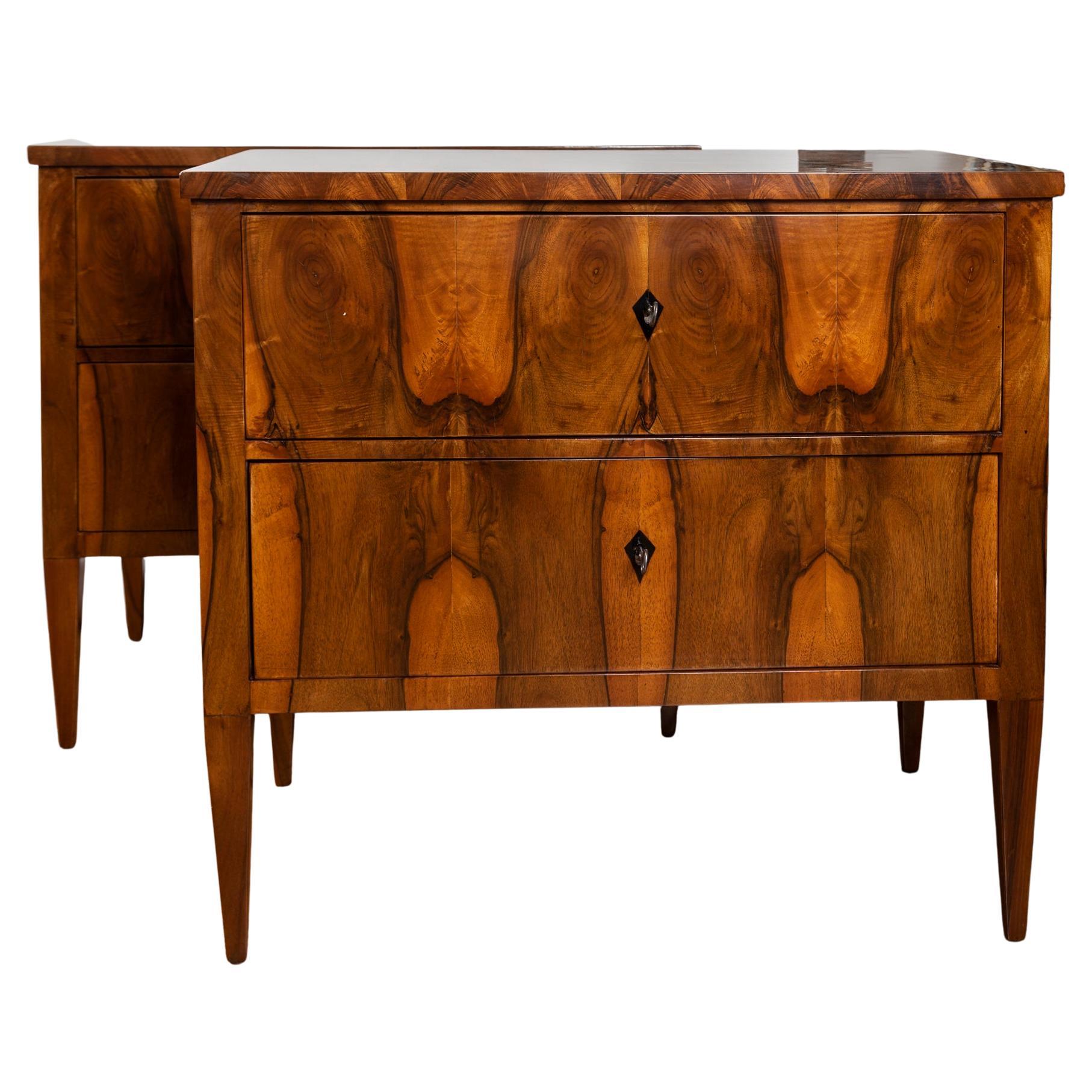 Pair of Smaller Biedermeier Style Walnut Chests at 1stDibs