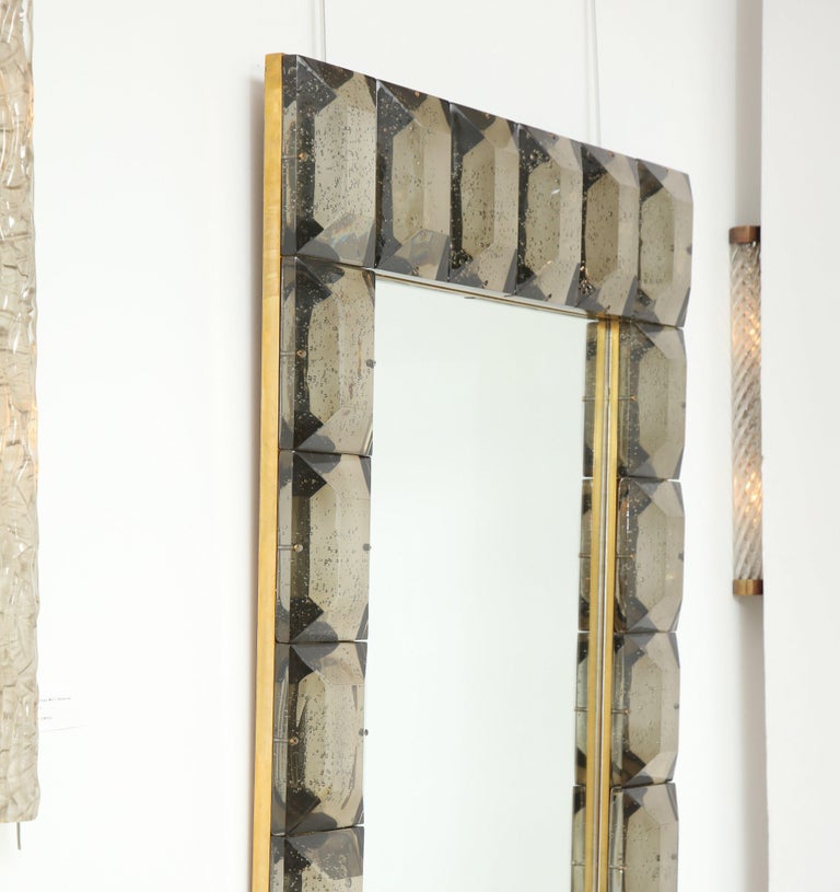 Pair of Smoked Diamond Murano Glass Blocks Mirror, in Stock For Sale at ...