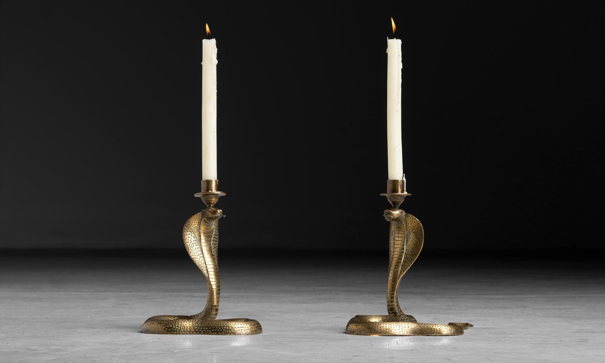 Pair of Snake Candle Sticks, England circa 1950 For Sale at 1stDibs