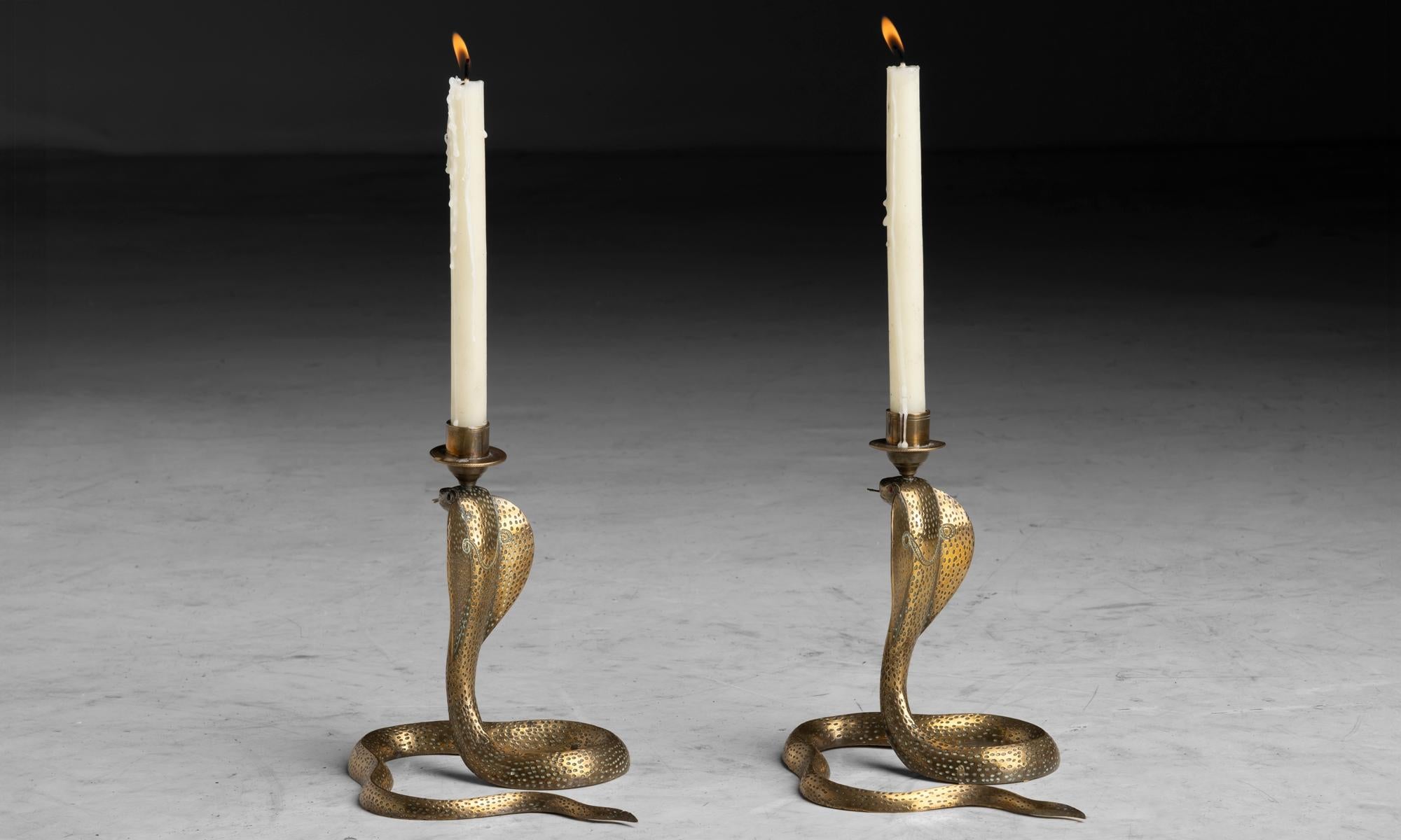 Pair of Snake Candle Sticks, England circa 1950 For Sale at 1stDibs