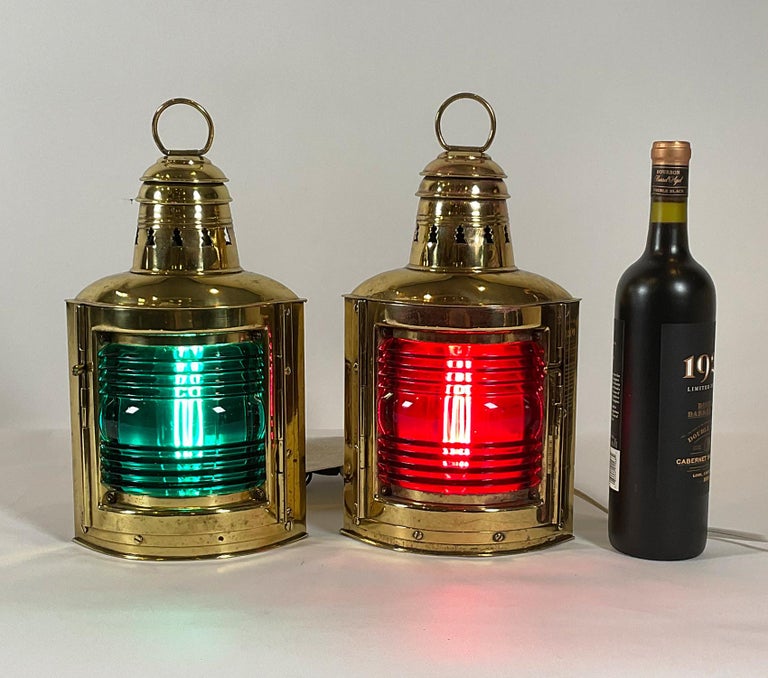 Pair of Solid Brass Boat Lanterns by Perko For Sale at 1stDibs