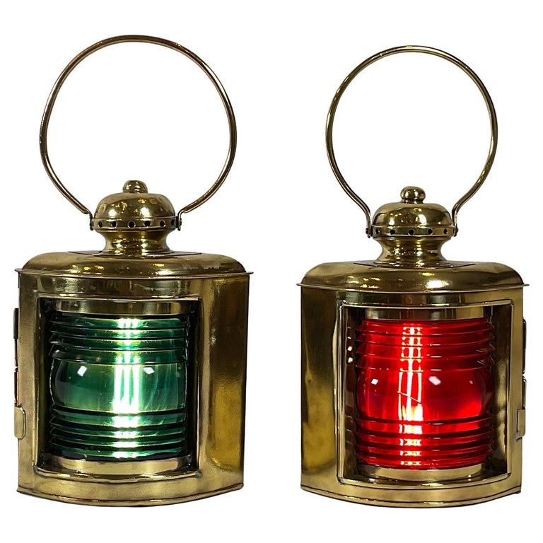 Pair of Solid Brass Port and Starboard Ship’s Lanterns For Sale at 1stDibs