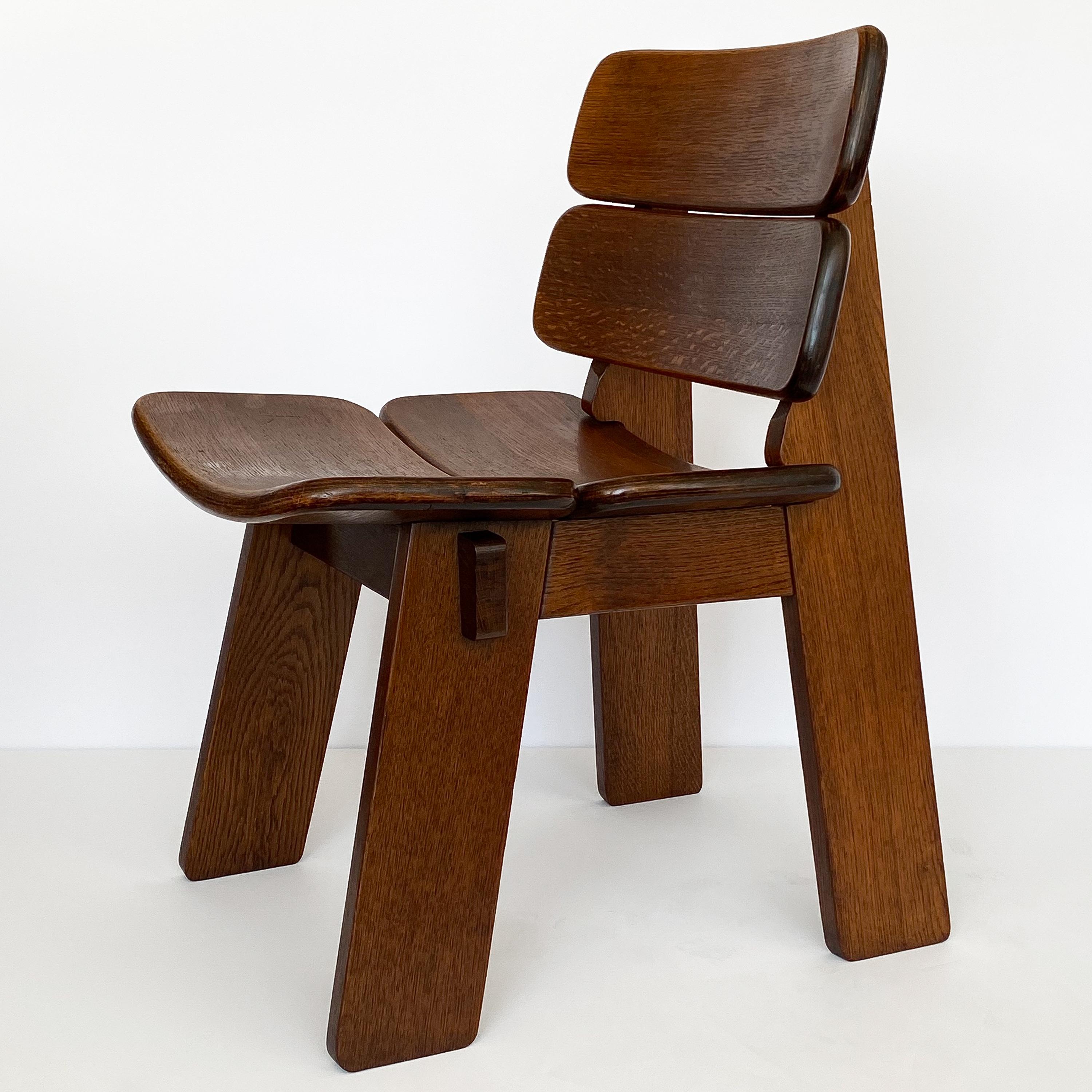 Pair of Solid Oak French Constructivist Occasional Lounge Chairs at ...