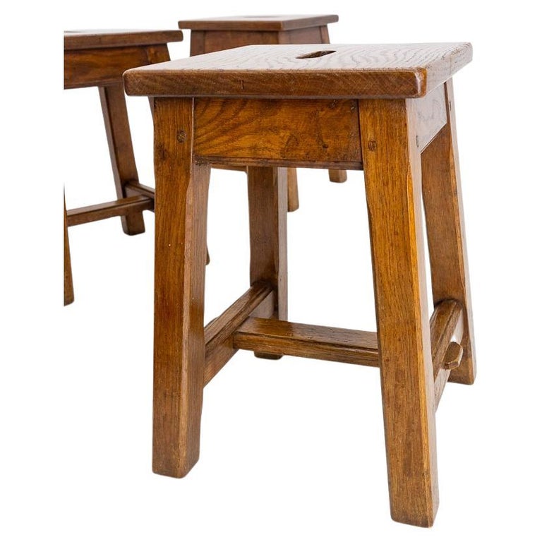 Pair of Solid Oak Stool at 1stDibs