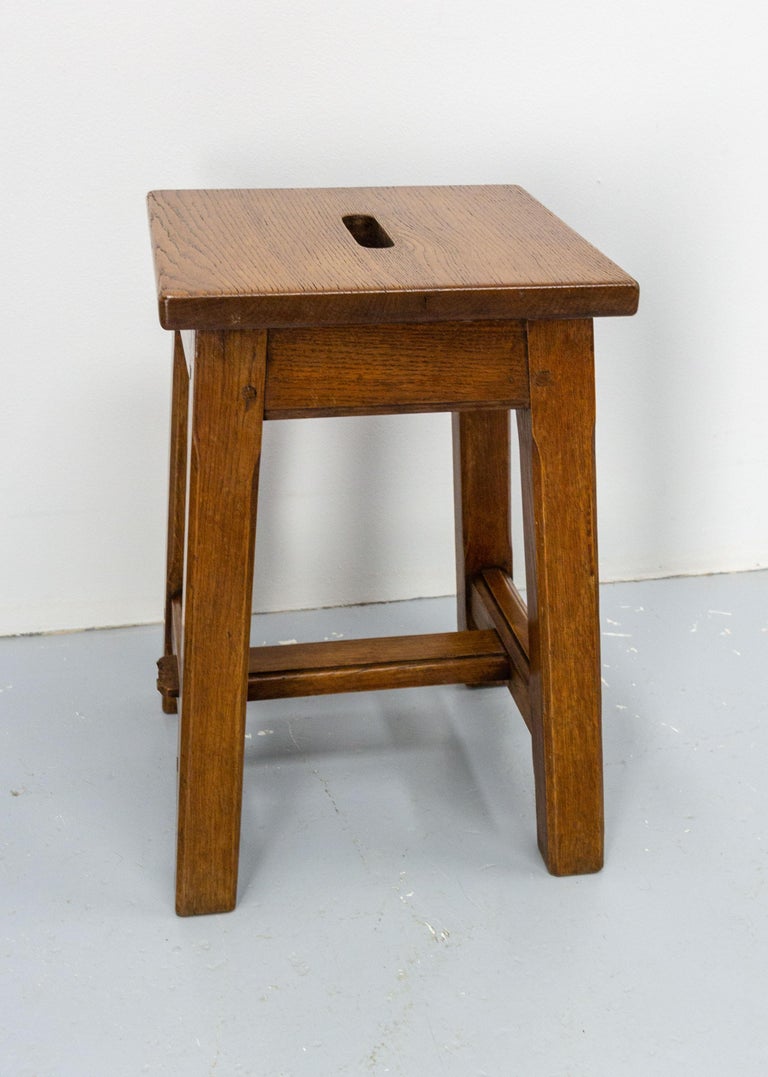 Pair of Solid Oak Stools, circa 1970 For Sale at 1stDibs