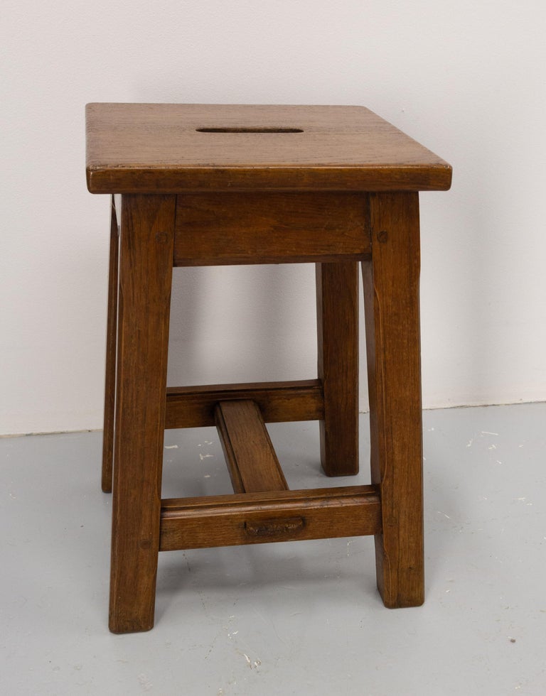 Pair of Solid Oak Stools, circa 1970 For Sale at 1stDibs