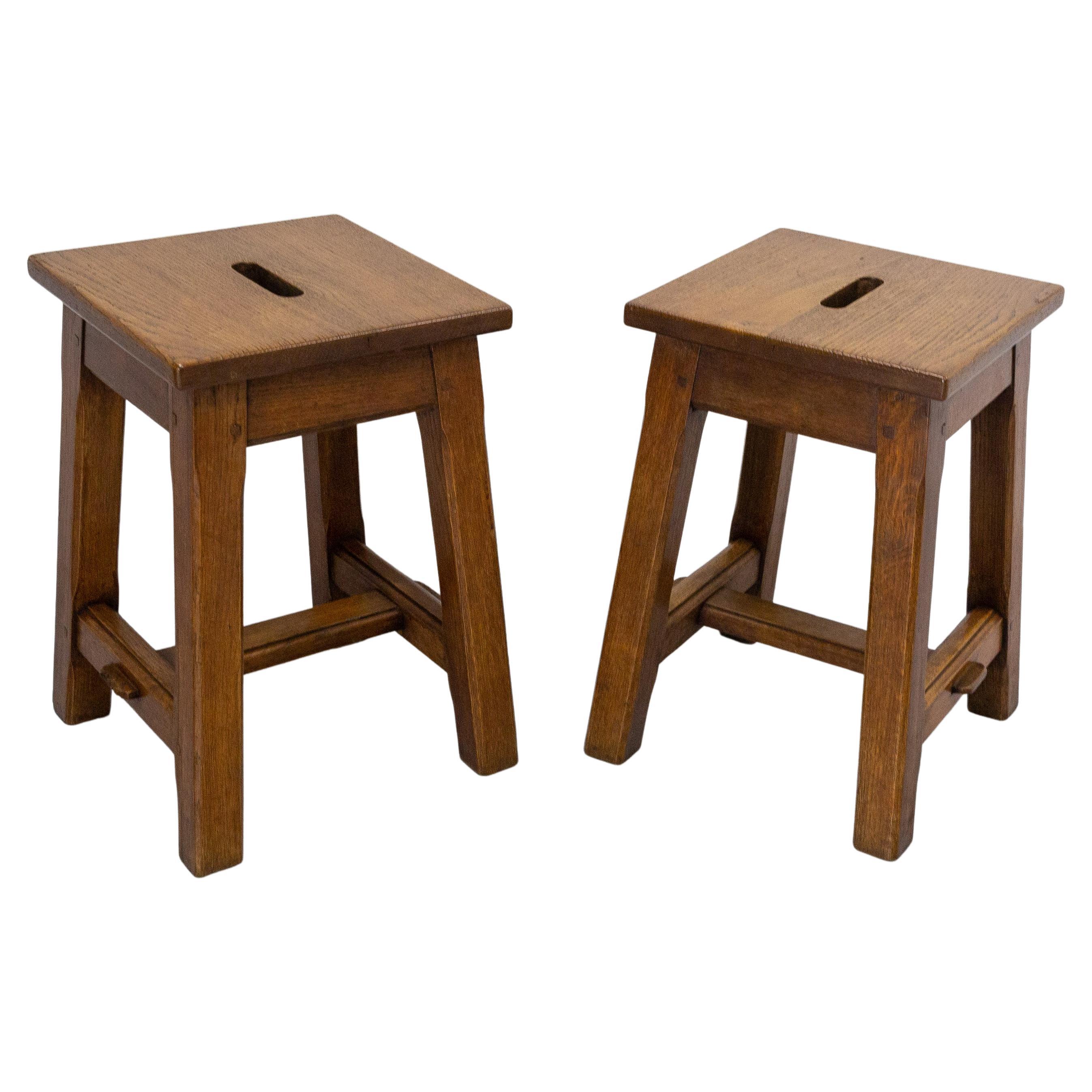 Oak Stool with Label of Arthur Simpson of Kendal, England, circa 1920 ...