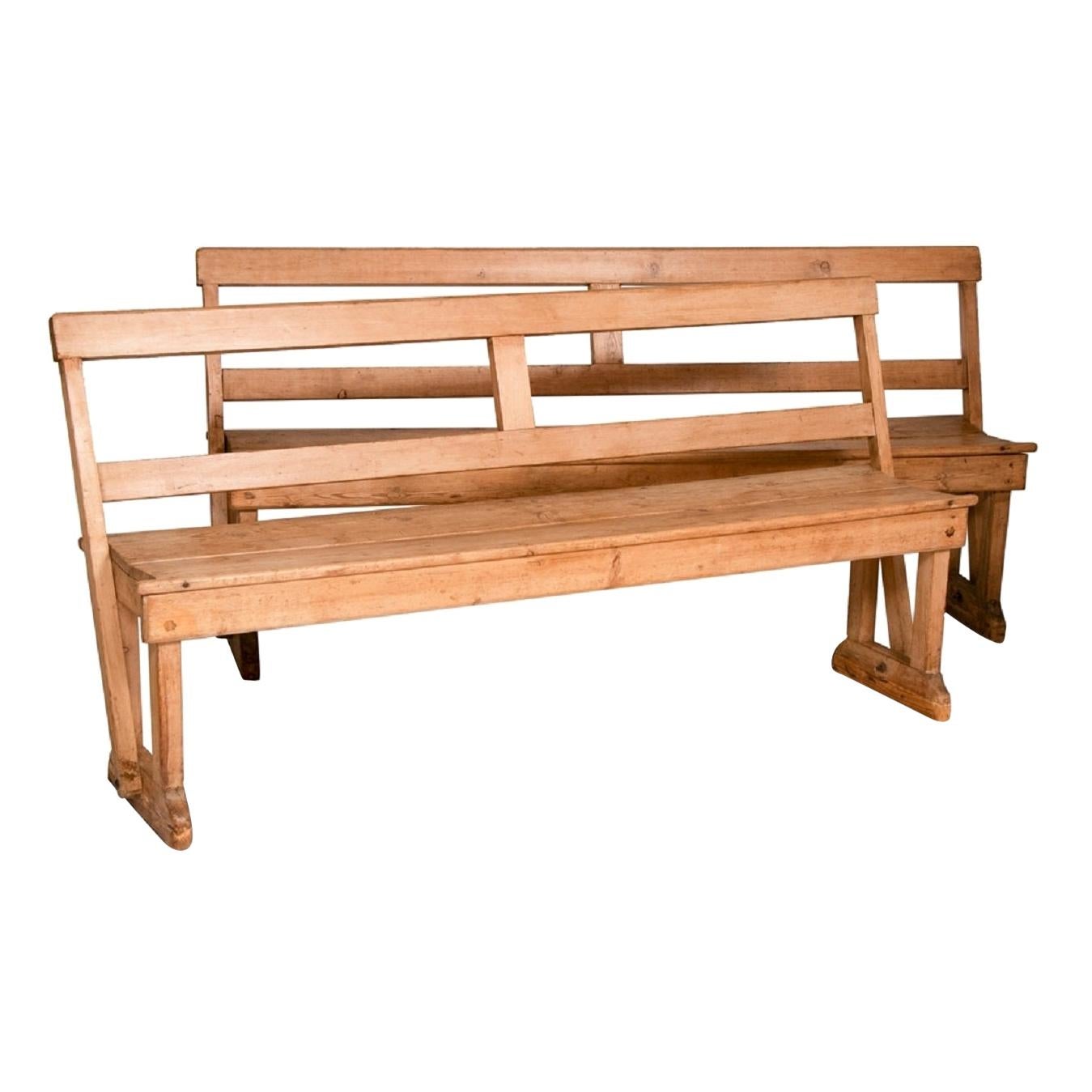Pair of Solid Pine Ferry Benches with Pivot Back Rests, c.1930 For Sale ...