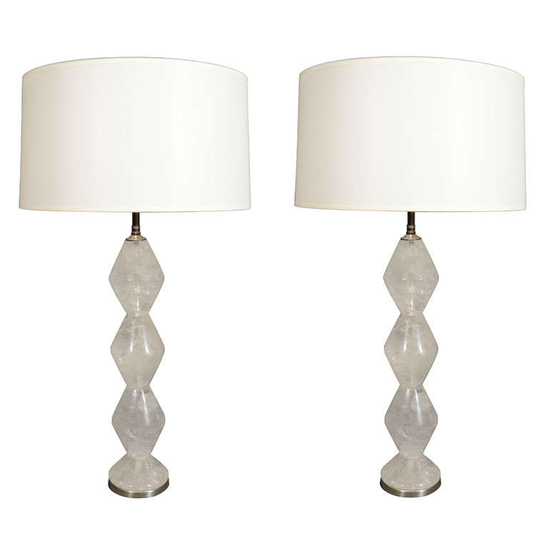 Rock Crystal Diamond Nickel Lamps at 1stDibs