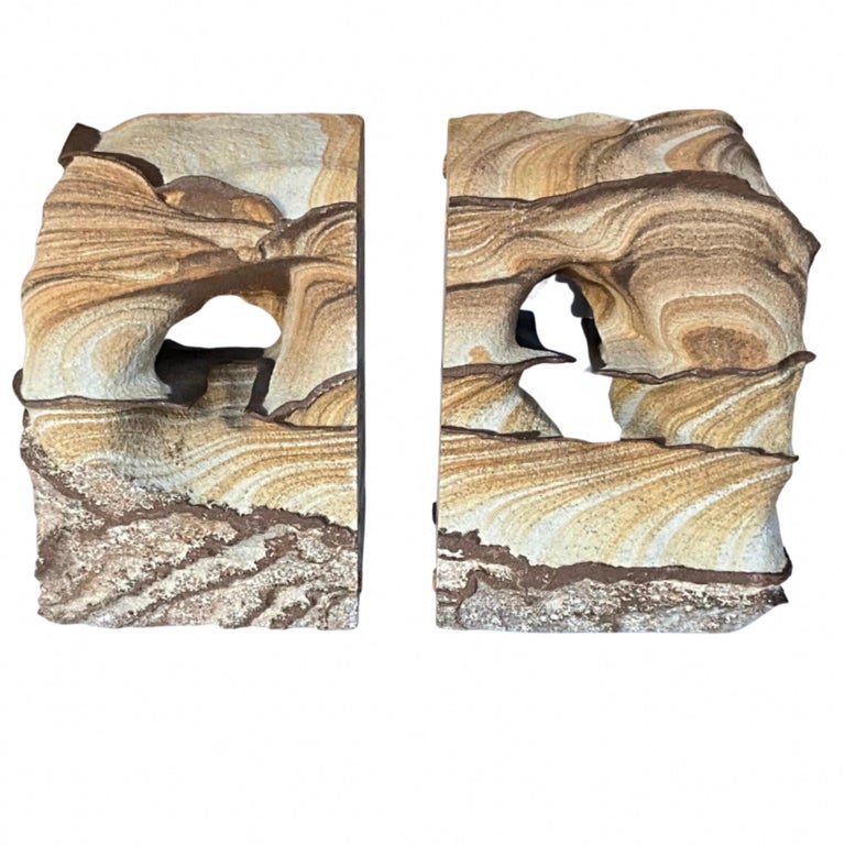 Pair of Solid Sandstone Bookends For Sale at 1stDibs