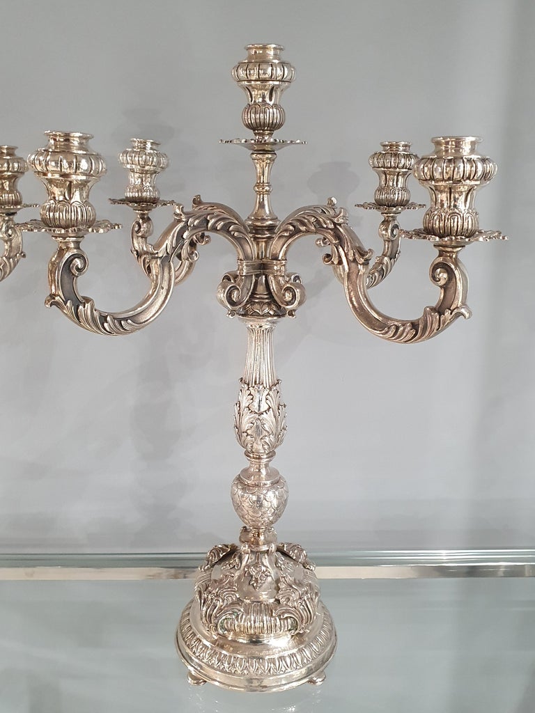 Pair Of Solid Silver Candelabra at 1stDibs