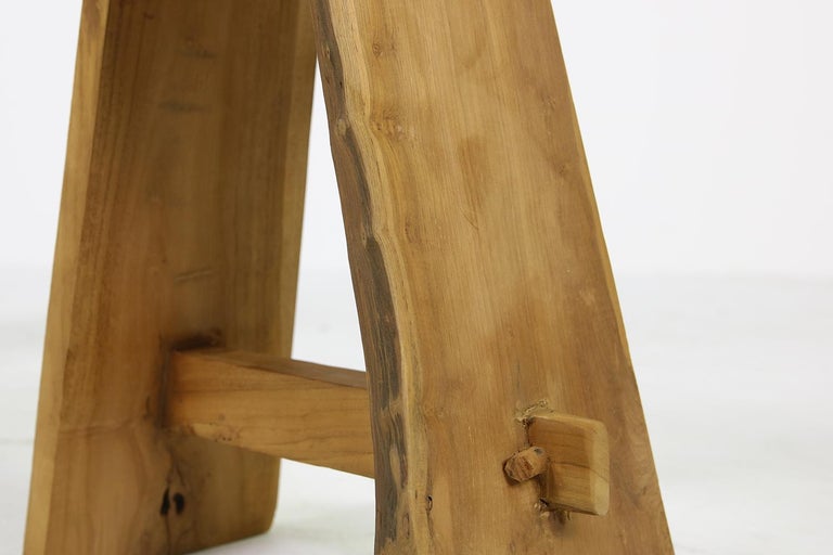 Pair of Solid Teak Curved Butterfly Stools, Japan Style, Modern Organic ...