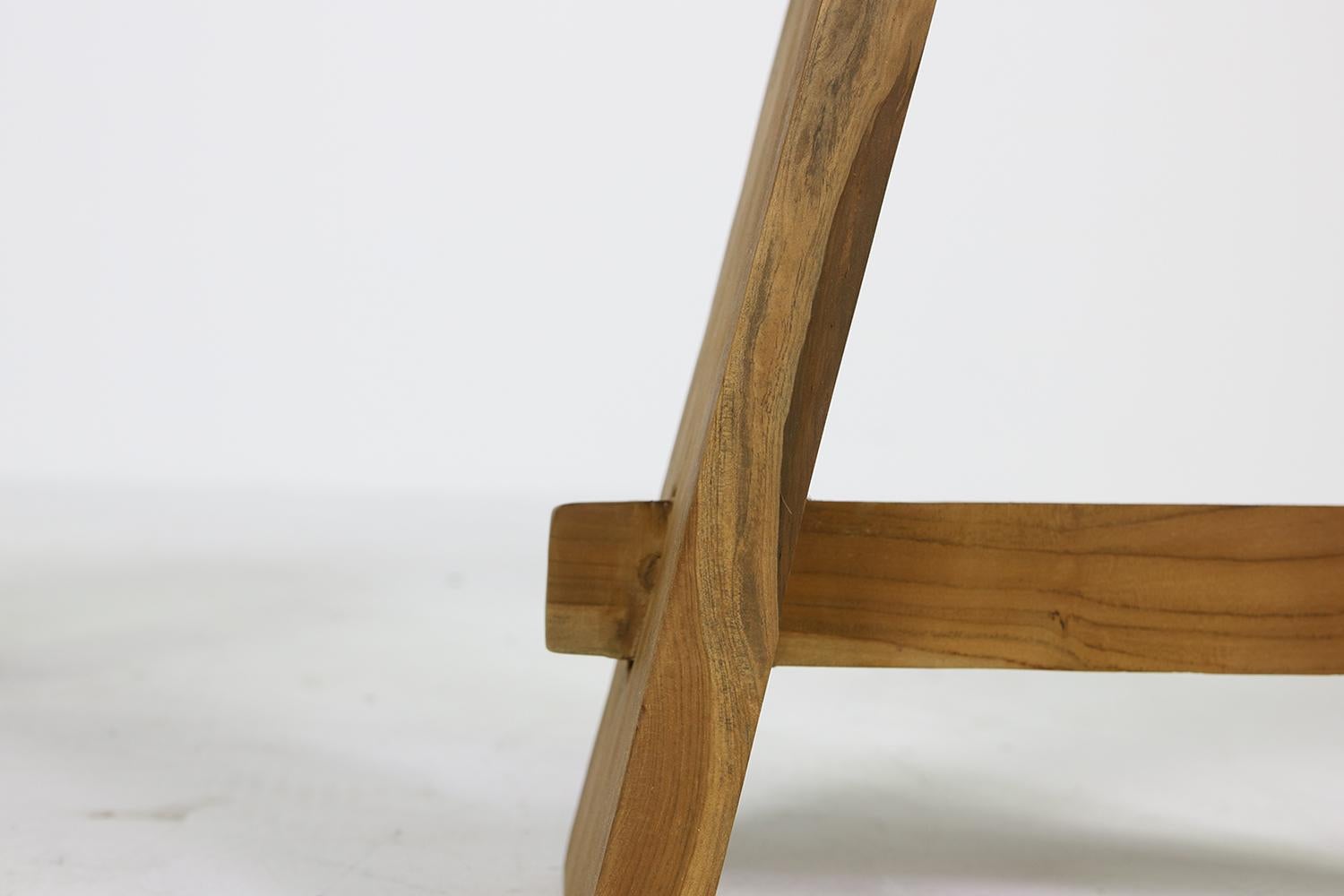 Pair of Solid Teak Curved Butterfly Stools, Japan Style, Modern Organic ...