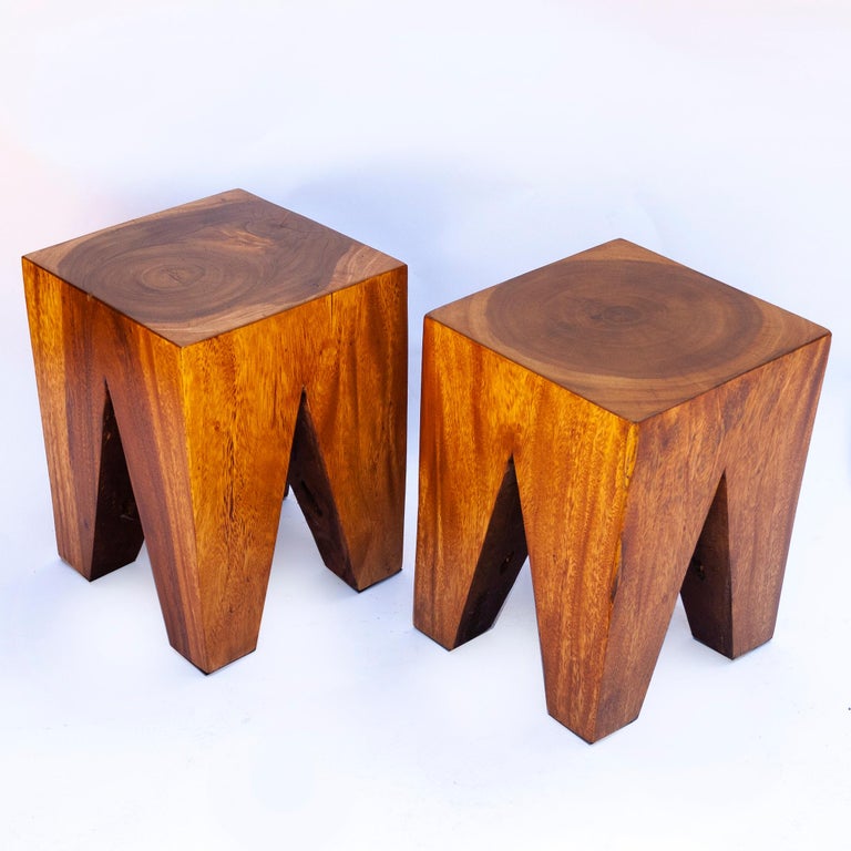 Pair of Solid Wood Tree Root Stool / Side Tables, 1980s For Sale at 1stDibs