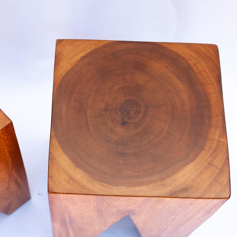 Pair of Solid Wood Tree Root Stool / Side Tables, 1980s For Sale at 1stDibs