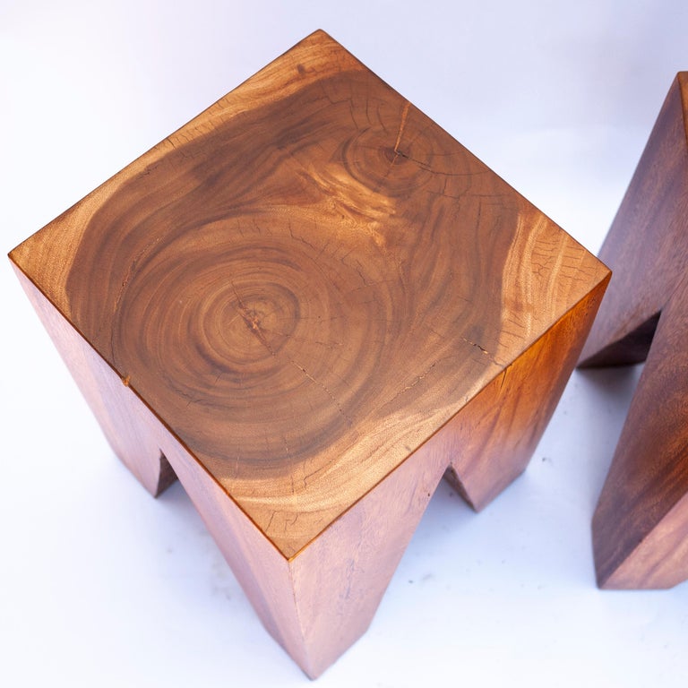 Pair of Solid Wood Tree Root Stool / Side Tables, 1980s For Sale at 1stDibs