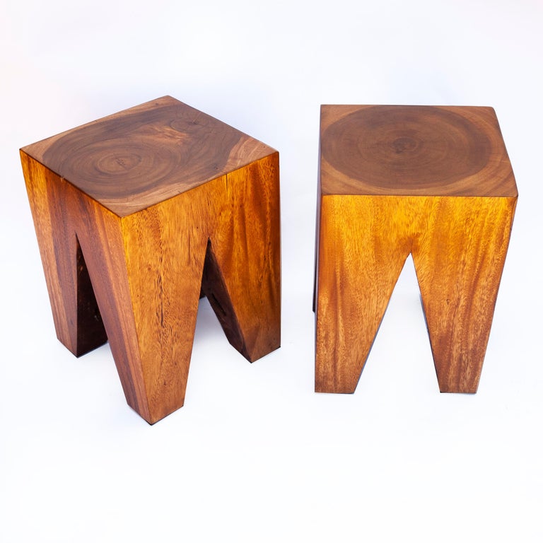 Pair of Solid Wood Tree Root Stool / Side Tables, 1980s For Sale at 1stDibs