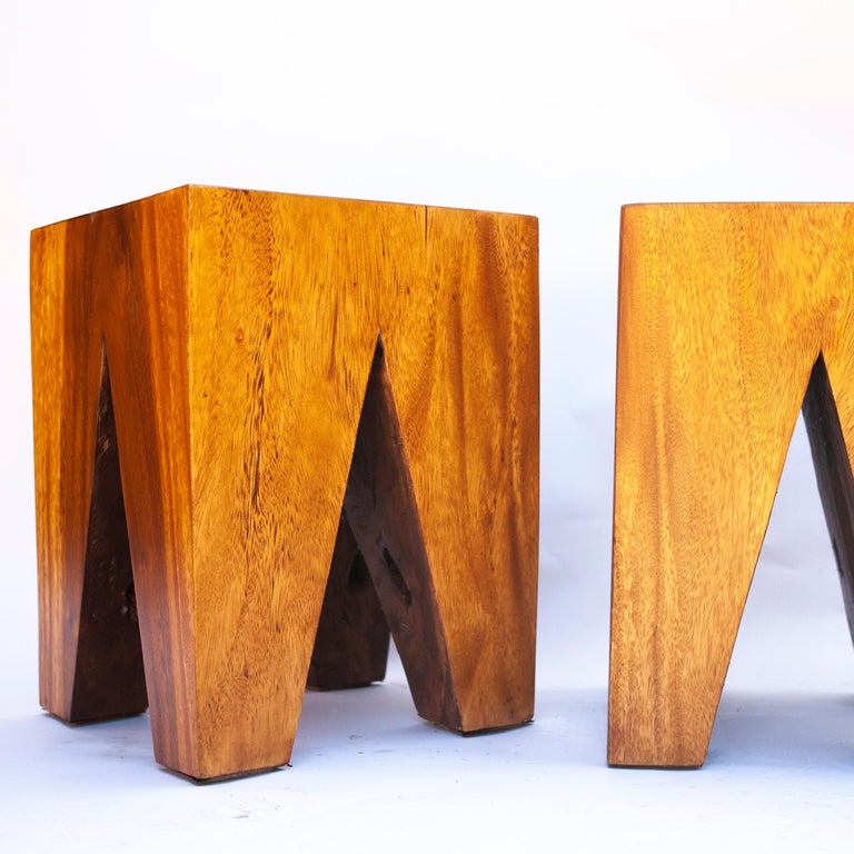 Pair of Solid Wood Tree Root Stool / Side Tables, 1980s For Sale at 1stDibs