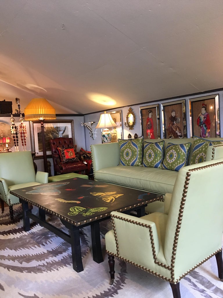 Pair of Sophisticated Luscious Lime Green Leather George Smith Club ...