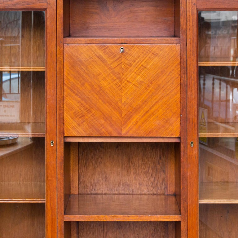 Pair of South African, Art Deco Teak Secretaire Bookcases at 1stDibs