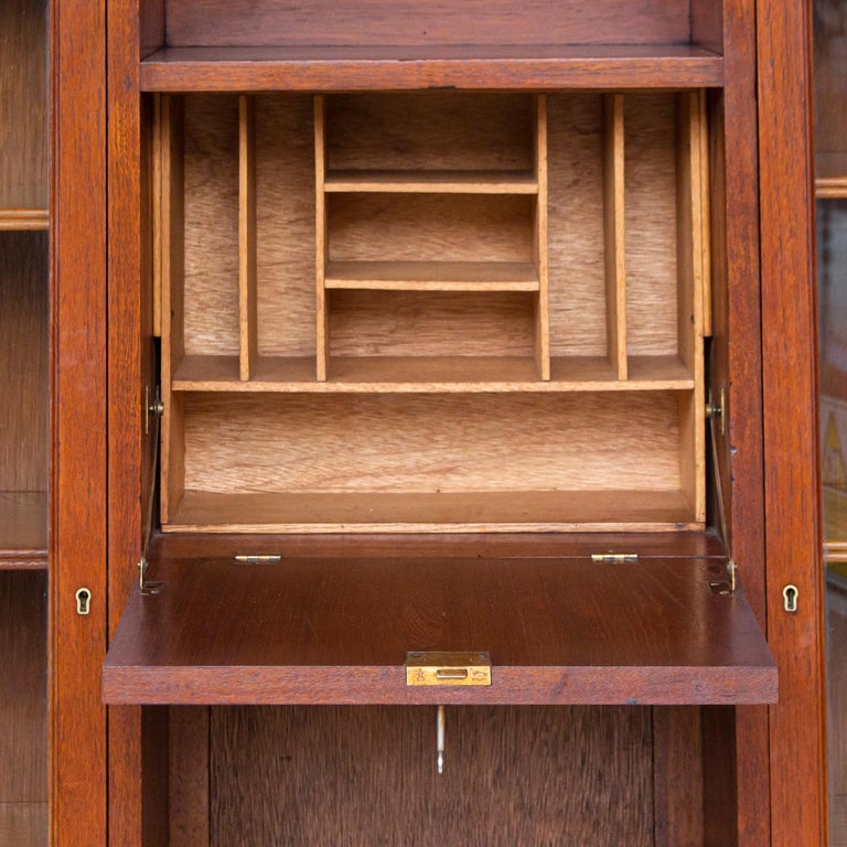 Pair of South African, Art Deco Teak Secretaire Bookcases at 1stDibs