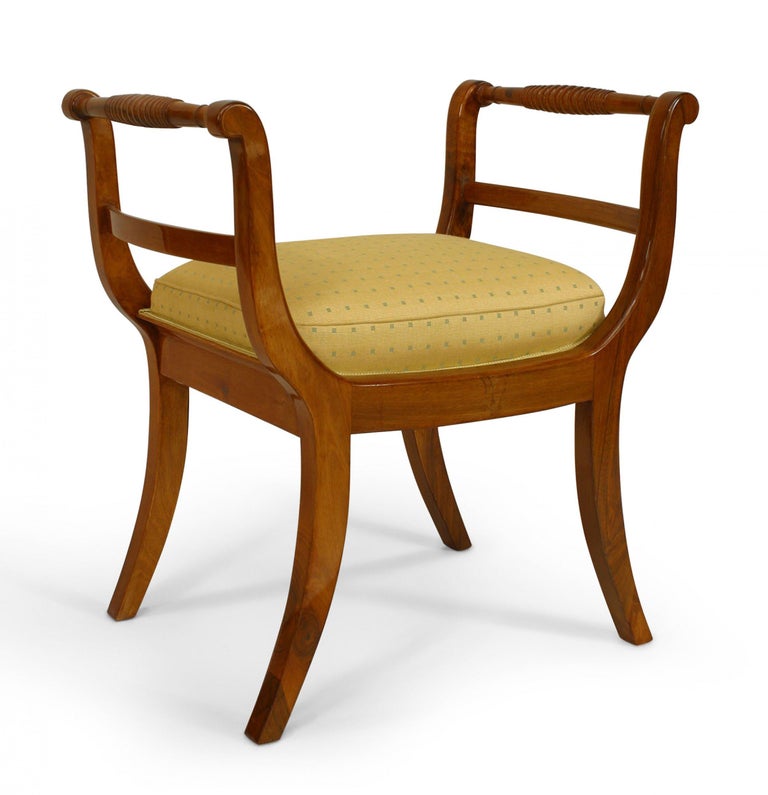 Pair of South German Biedermeier Walnut Benches For Sale at 1stDibs