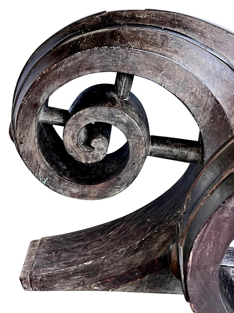 Pair of South Indian Hand-Carved Fore and Aft Indian Snake Boat Prows ...