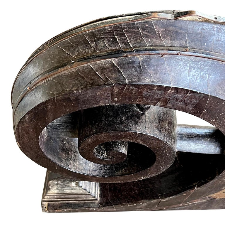 Pair of South Indian Hand-Carved Fore and Aft Indian Snake Boat Prows ...